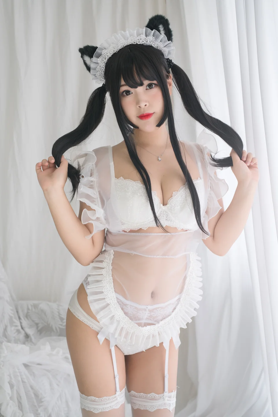 白烨妹纸 - 白猫透明女仆 [88P 8V] | 91绅士 | 超清写真集 | 91shenshi